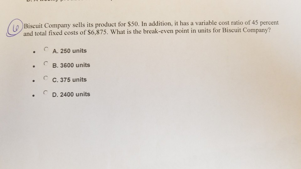Solved Biscuit Company sells its product for $50. In | Chegg.com