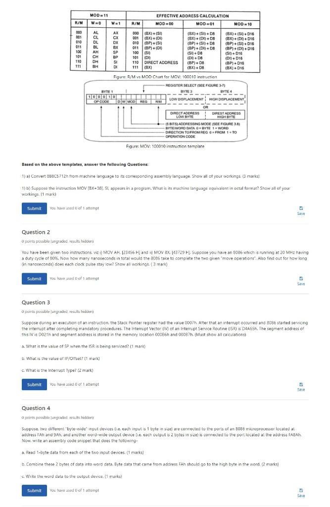 Solved MOD-11 W.0 EFFECTIVE ADDRESS CALCULATION MOD=00 | Chegg.com