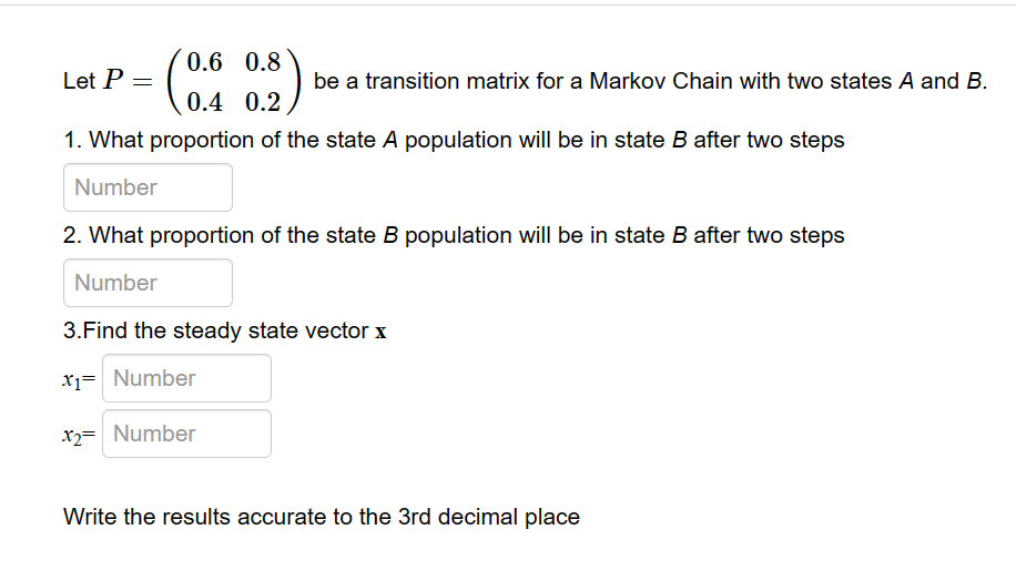 Solved 1. ﻿What proportion of the state A population will be | Chegg.com