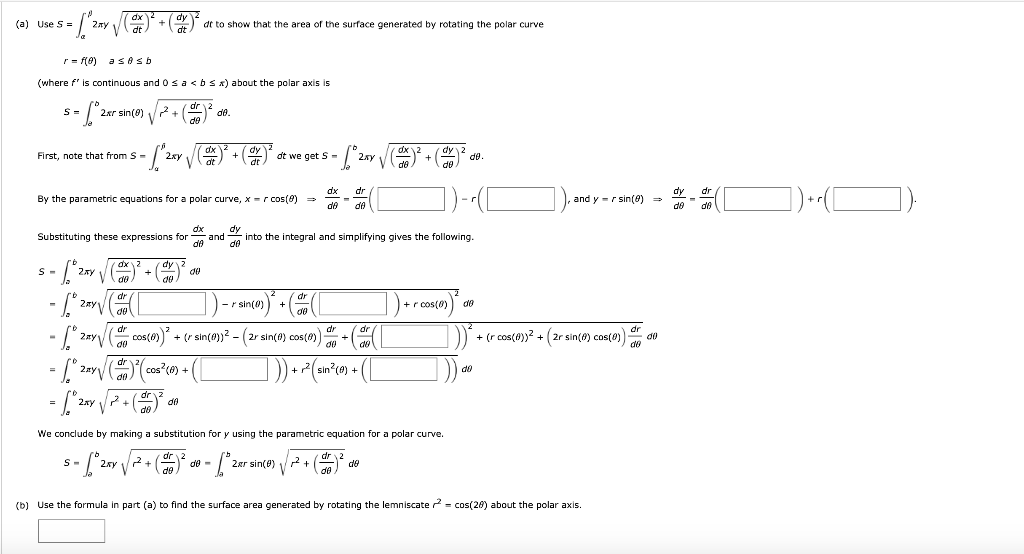 Solved (a) Use S = L'zny /** * Cena dt to show that the area | Chegg.com