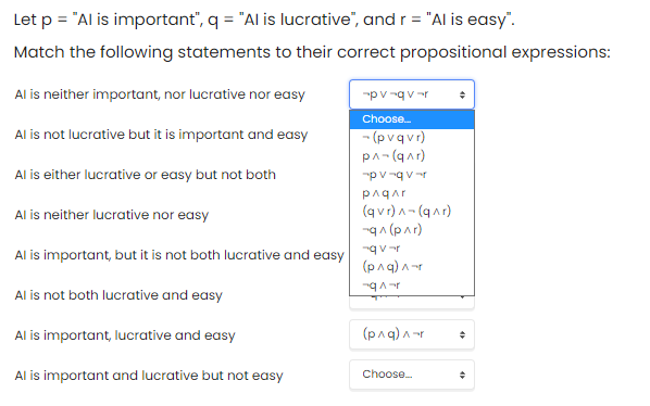Solved Let p= " Al is important", q= " Al is lucrative", and | Chegg.com