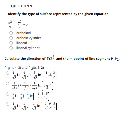 Solved QUESTION 9 Identify the type of surface represented | Chegg.com