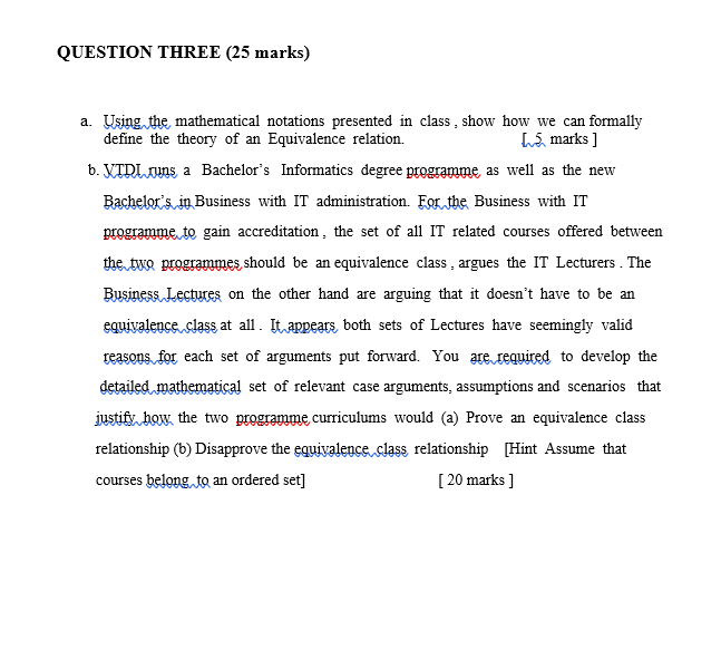 Solved a. Using the mathematical notations presented in | Chegg.com