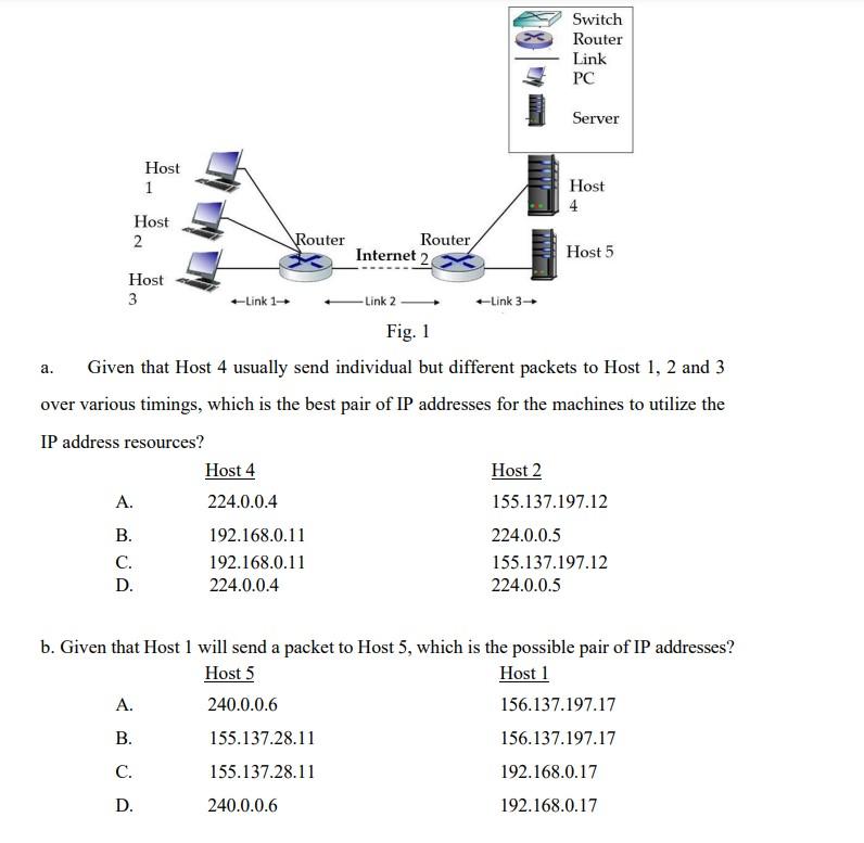 Solved a. Given that Host 4 usually send individual but | Chegg.com