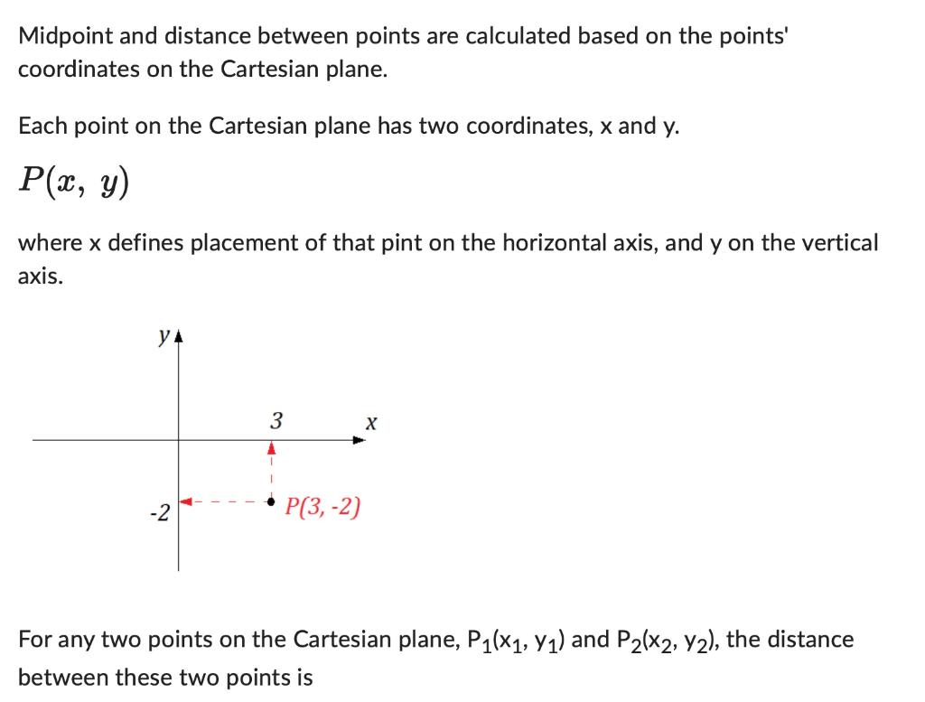 Solved Midpoint and distance between points are calculated | Chegg.com