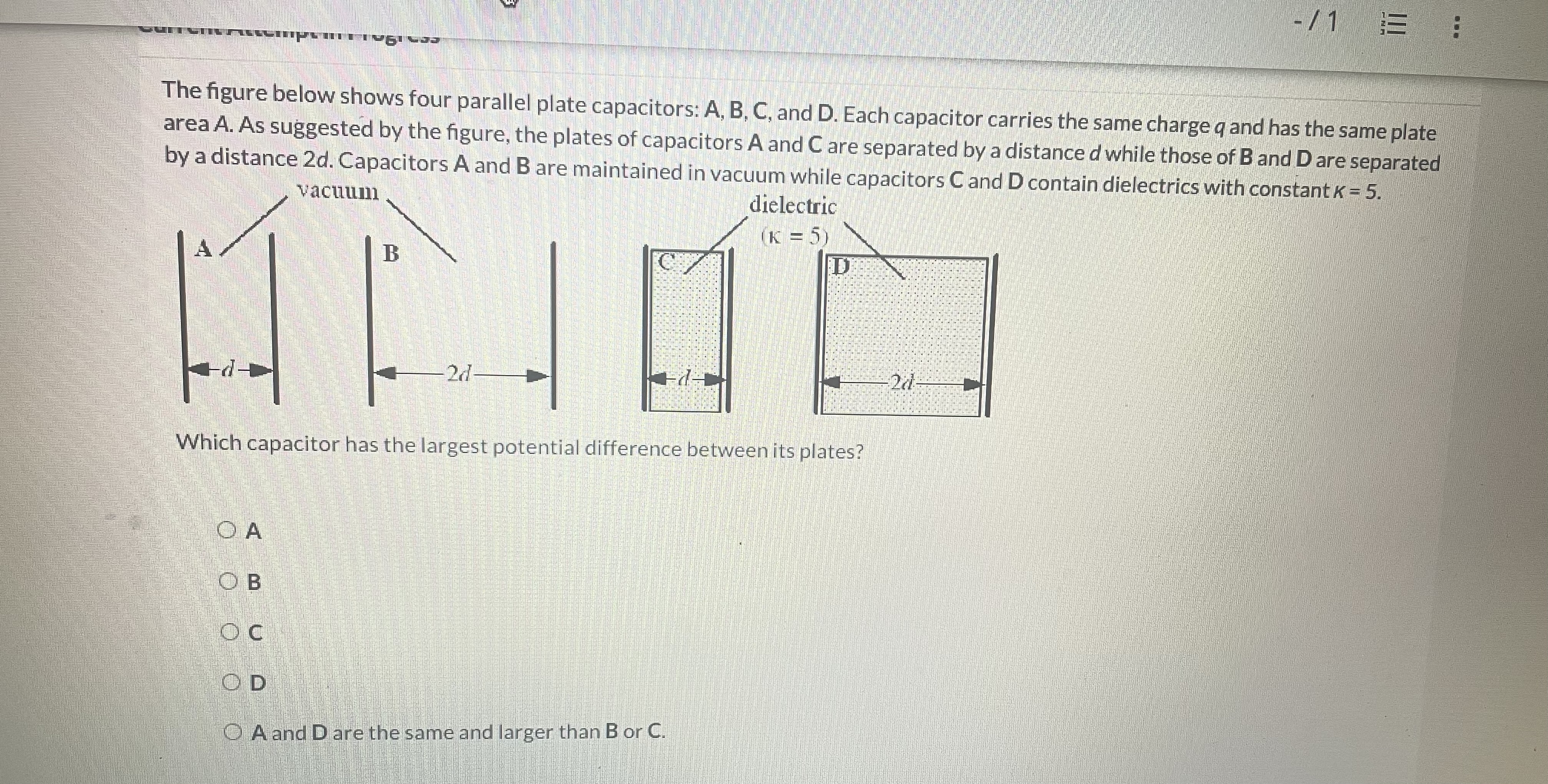 Solved The figure below shows four parallel plate | Chegg.com