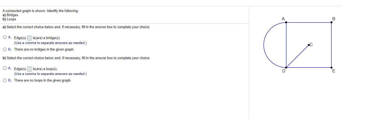 Solved A connected graph is shown. Identify the following, | Chegg.com