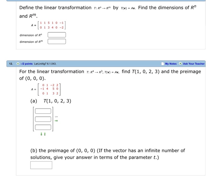 Solved Define the linear transformation T: R^n rightarrow | Chegg.com