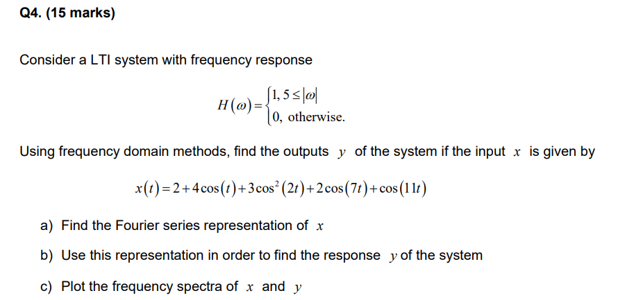 Solved Consider a LTI system with frequency response | Chegg.com