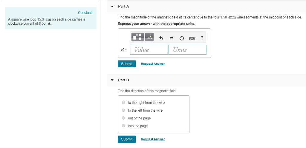 Solved Part A Constants Find the magnitude of the magnetic | Chegg.com