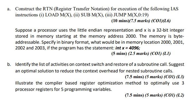 a. Construct the RTN (Register Transfer Notation) for | Chegg.com a. Construct the RTN (Register Transfer Notation) for | Chegg.com