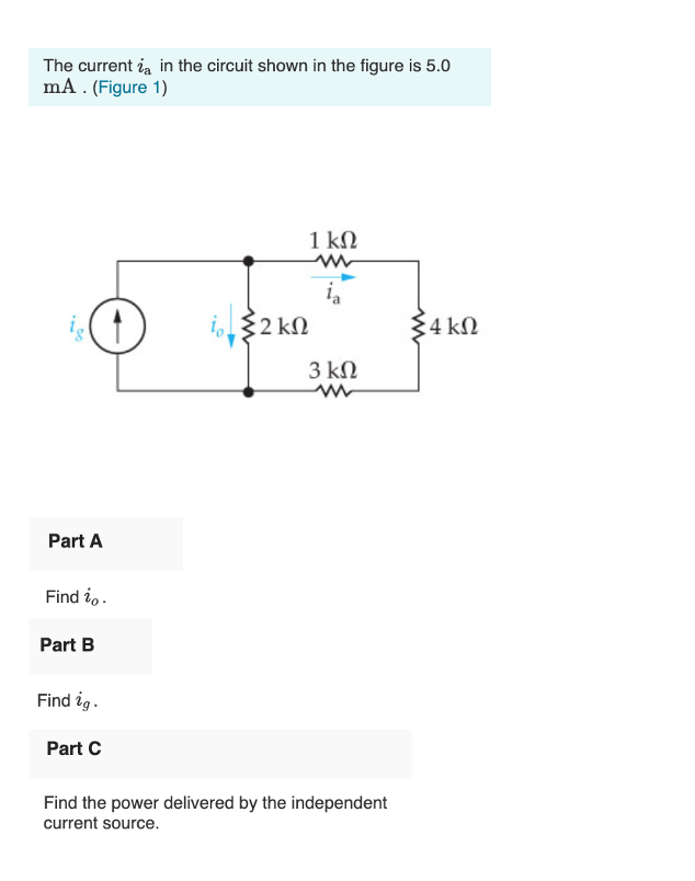 Solved The current ia in the circuit shown in the figure is | Chegg.com