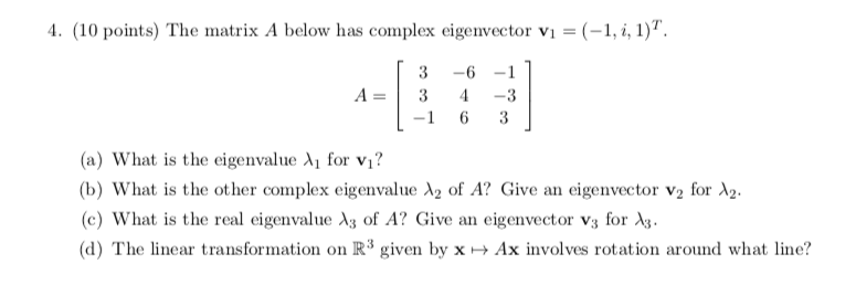 Solved Part D only. The linear transformation on R3 given by | Chegg.com