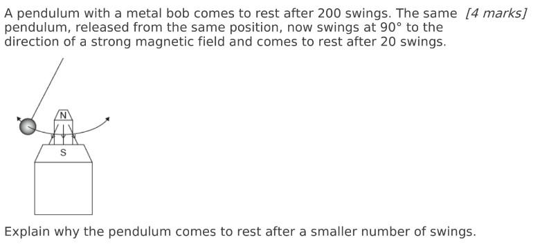 Solved A pendulum with a metal bob comes to rest after 200 | Chegg.com