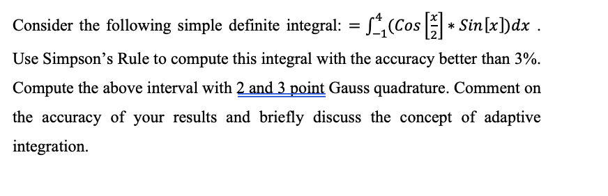 Solved Consider the following simple definite integral: | Chegg.com