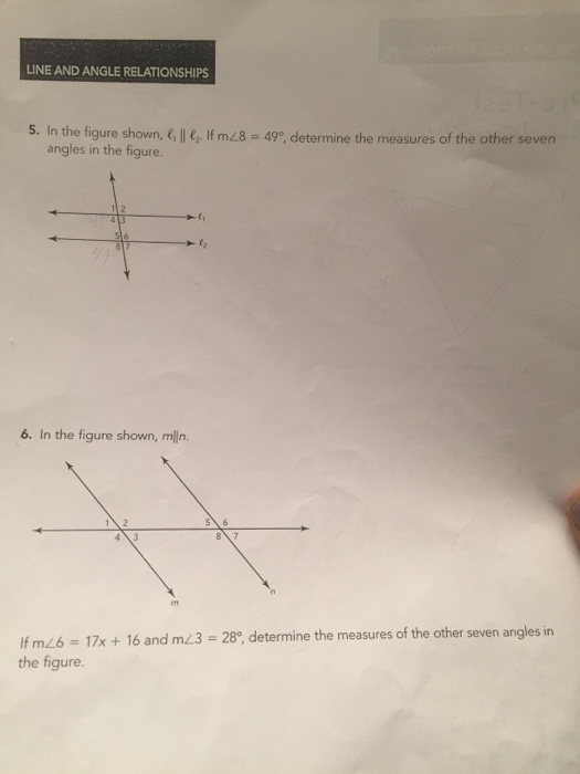 Solved LINE AND ANGLE RELATIONSHIPS 5. In the figure shown, | Chegg.com