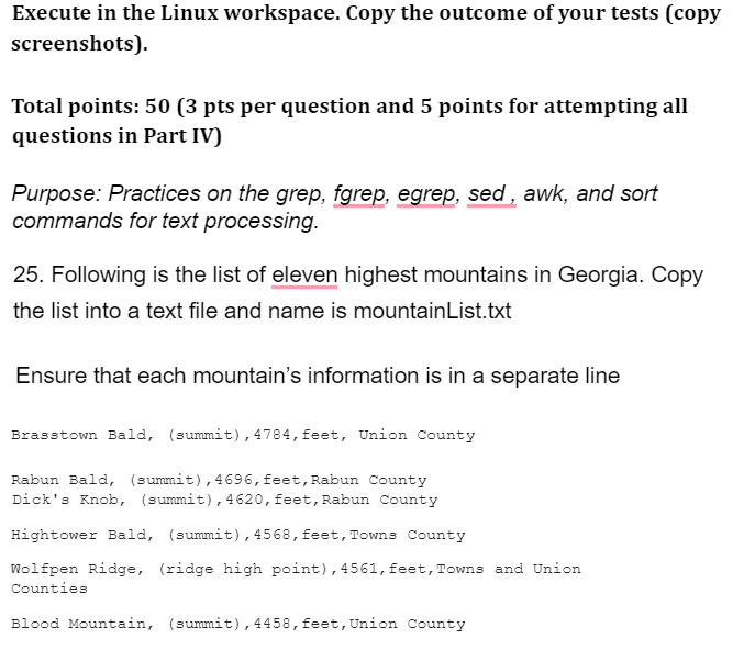 Solved Execute in the Linux workspace. Copy the outcome of | Chegg.com