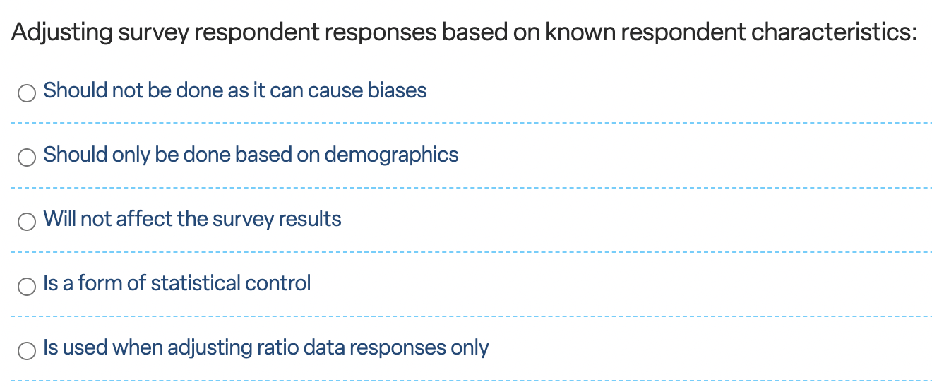 Solved Adjusting survey respondent responses based on known | Chegg.com