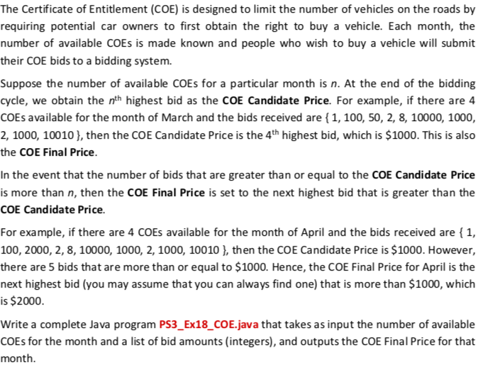 Solved The Certificate of Entitlement (COE) is designed to | Chegg.com