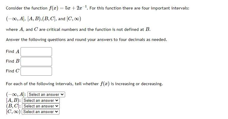 Solved Consider the function f(x)=5x+2x−1. For this function | Chegg.com