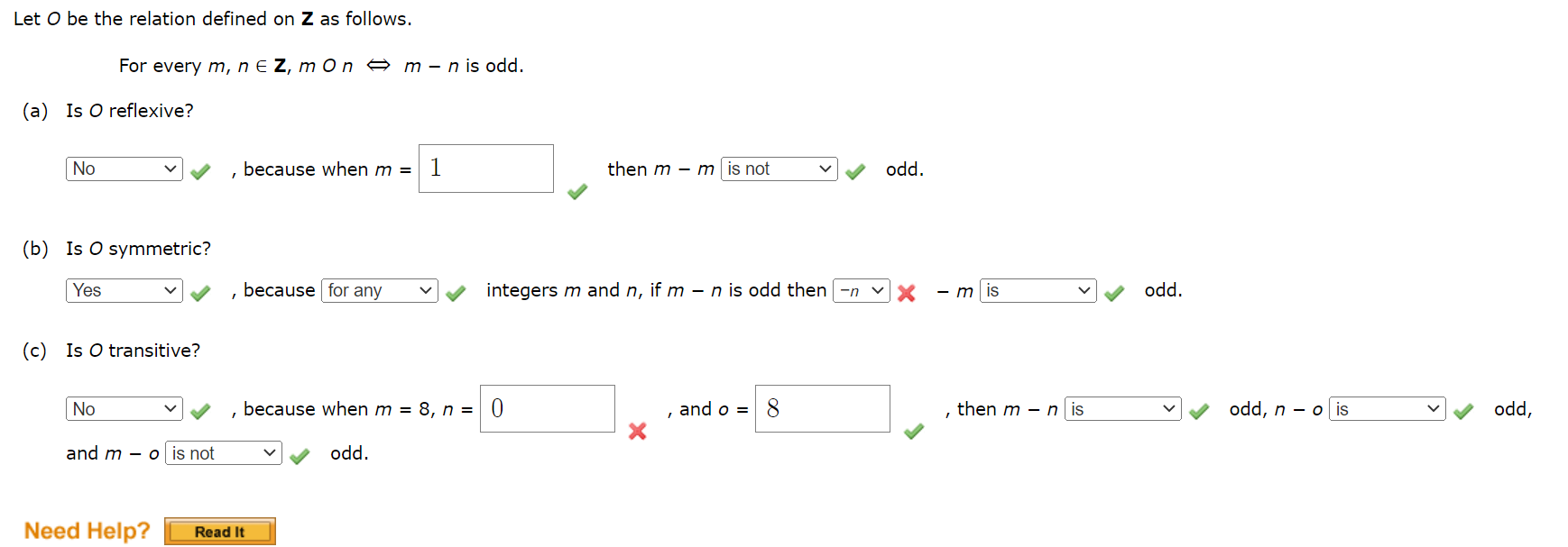 Solved Let O be the relation defined on Z as follows. For | Chegg.com