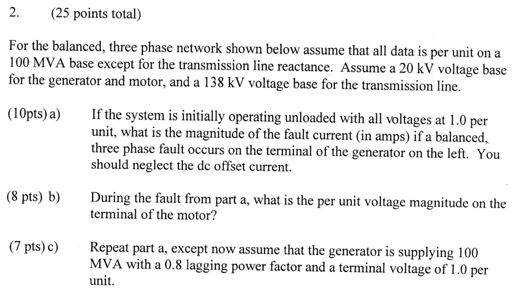Solved For the balanced, three phase network shown below | Chegg.com