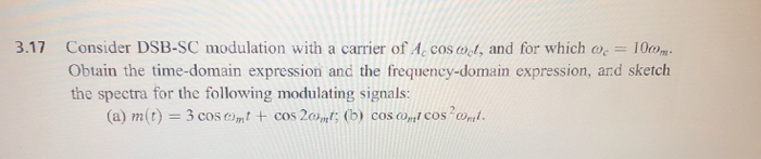 Solved 3.17 Consider DSB-SC modulation with a carrier of A | Chegg.com