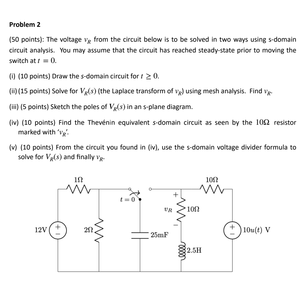 Solved (50 points): The voltage vR from the circuit below is | Chegg.com