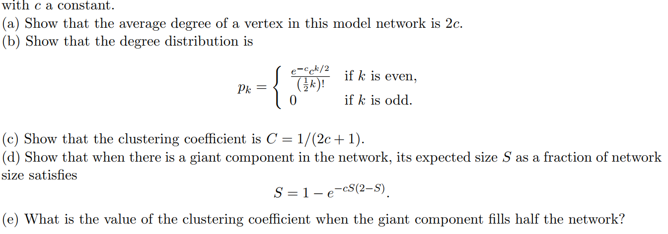 8. We can make a simple random graph model of a | Chegg.com