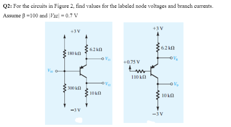 Solved Q2: For the circuits in Figure 2, find values for the | Chegg.com