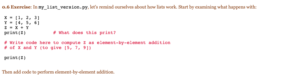 Solved 0.6 Exercise: In my_list_version.py, let's remind | Chegg.com