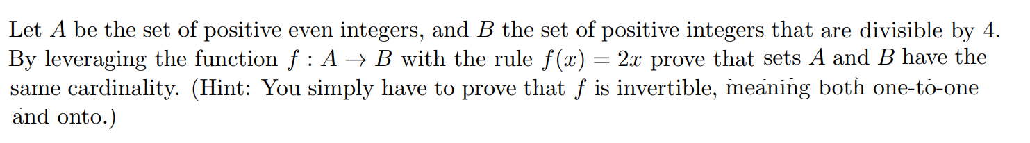 Solved Let A be the set of positive even integers, and B the | Chegg.com
