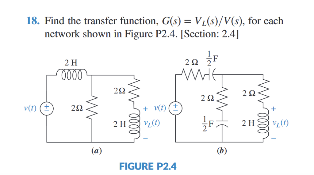 Solved 18. Find the transfer function, G(s)=VL(s)/V(s), for | Chegg.com