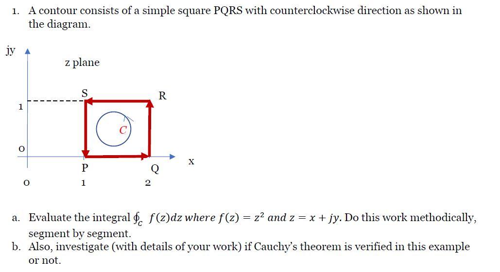 Solved 1. A contour consists of a simple square PQRS with | Chegg.com