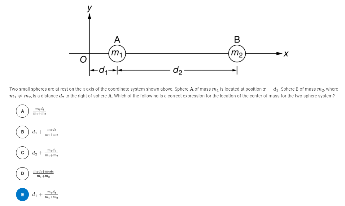 Solved A B m1 m2 -0,7 d2 Two small spheres are at rest on | Chegg.com