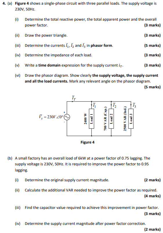 Solved (a) ﻿Figure 4 ﻿shows a single-phase circuit with | Chegg.com