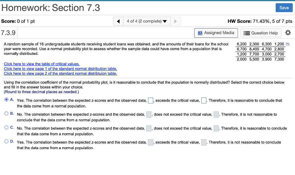 Solved Homework Section 7 3 Save Score 0 Of 1 Pt 4 Of 4 2