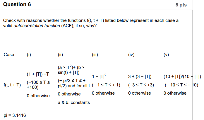 Check with reasons whether the functions f(t,t+T) | Chegg.com