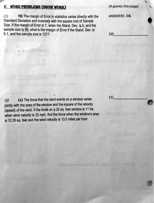 Statistics Word Problems