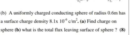 Solved (b) A uniformly charged conducting sphere of radius | Chegg.com