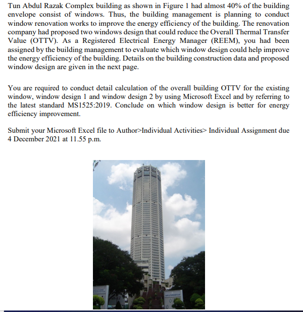Tun Abdul Razak Complex building as shown in Figure 1 | Chegg.com