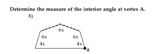 Solved Determine the measure of the interior angle at vertex | Chegg.com