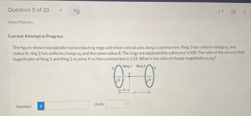 Solved The figure shows two parallel nonconducting rings | Chegg.com