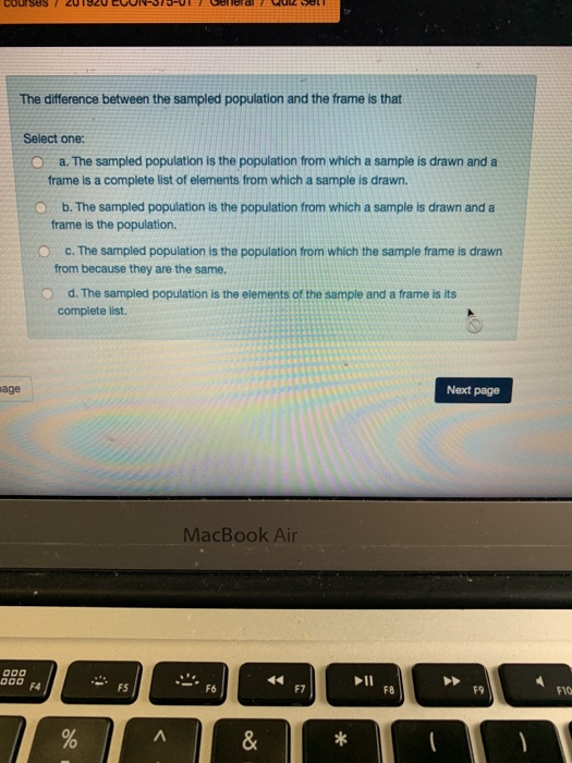 Solved The difference between the sampled population and the | Chegg.com