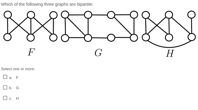 Solved Which of the following three graphs are bipartite: | Chegg.com