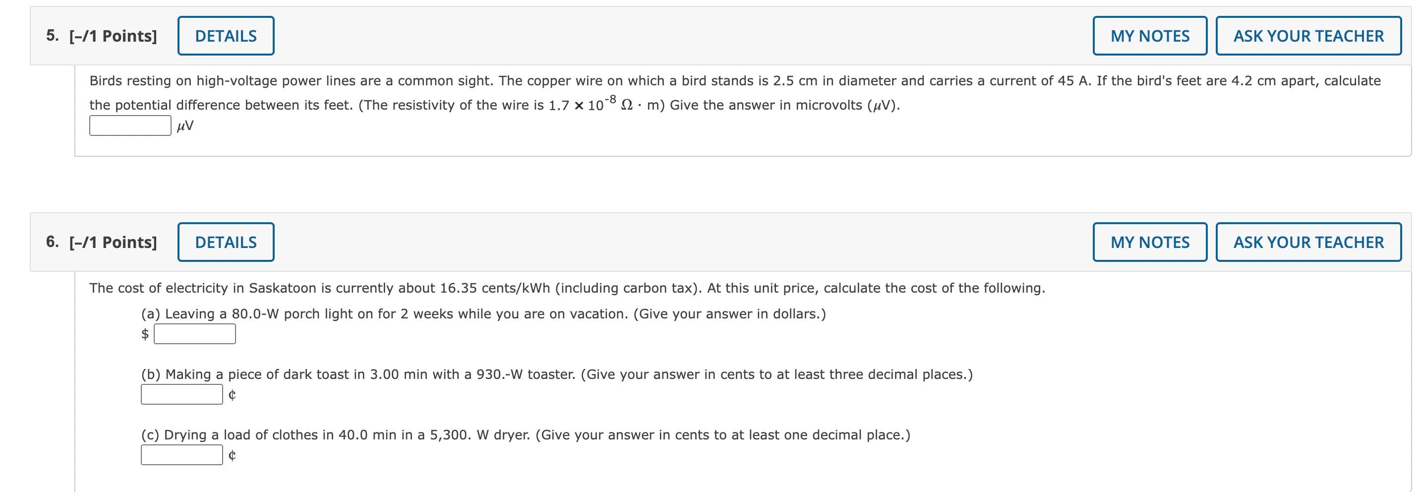 Solved 5. [-/1 Points] DETAILS MY NOTES ASK YOUR TEACHER | Chegg.com