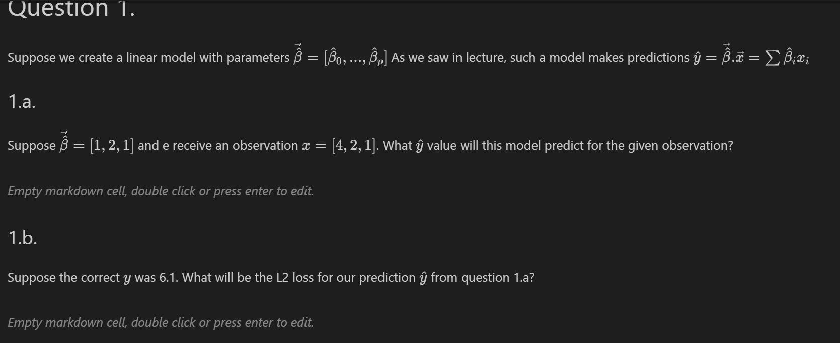 Solved Suppose we create a linear model with parameters | Chegg.com