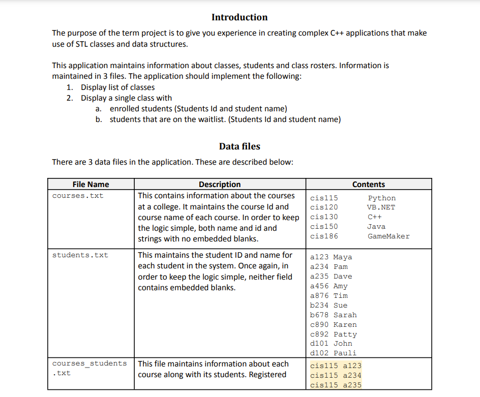 Solved his application maintains information about | Chegg.com