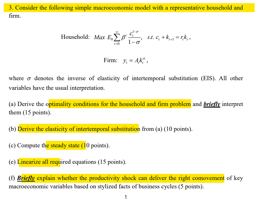 3. Consider the following simple macroeconomic model | Chegg.com