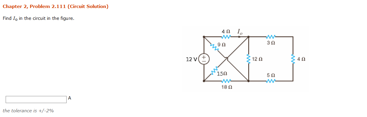 Solved Chapter 2, Problem 2.111 (Circuit Solution) Find Io | Chegg.com